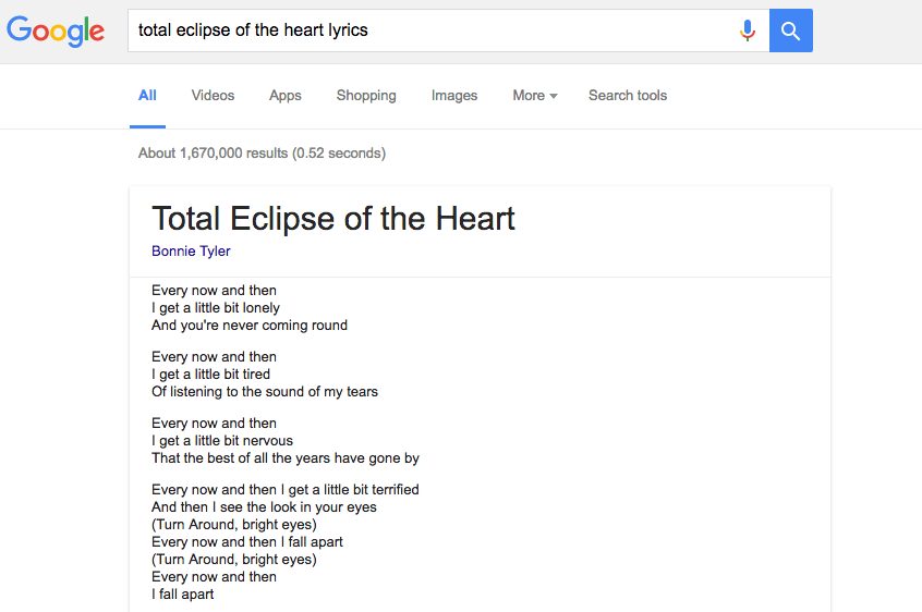 Google mostrará las letras de las canciones entre sus búsquedas